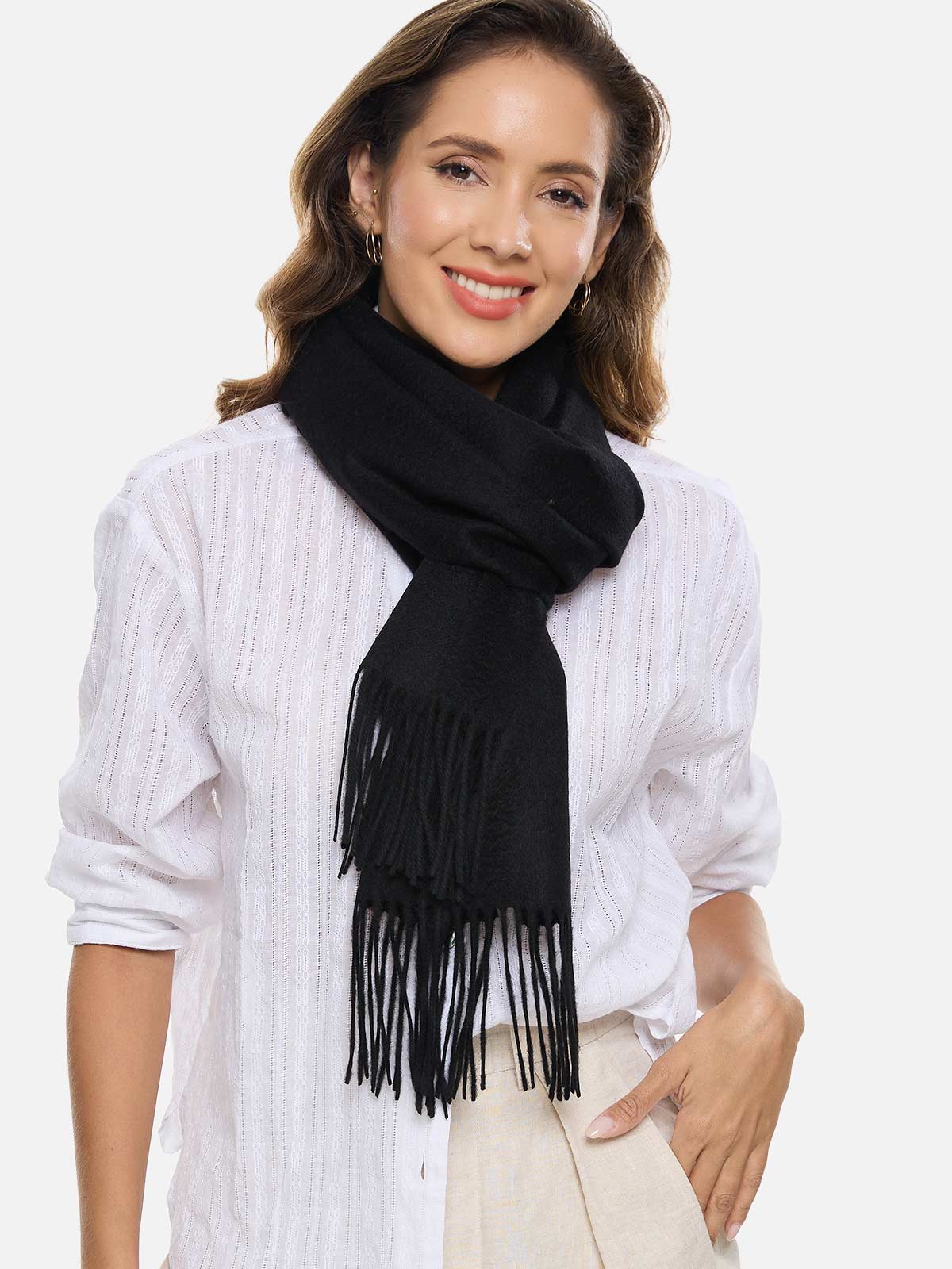 Gray Cashmere Scarf | 100% Cashmere Scarf | Ovcio